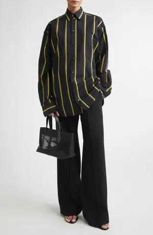 Proenza Schouler Alia Stripe Cotton & Silk Button-up Shirt - Black Multi