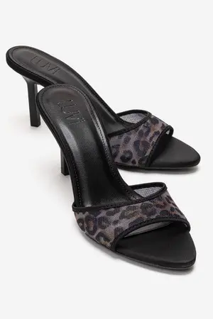 PROLOGUE SHOES Monroe Stiletto Mesh Sandal - Black Print