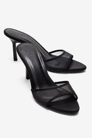 PROLOGUE SHOES Monroe Stiletto Mesh Sandal - Black