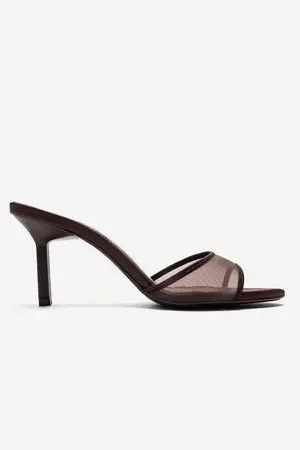 PROLOGUE SHOES Monroe Stiletto Mesh Sandal - Brown