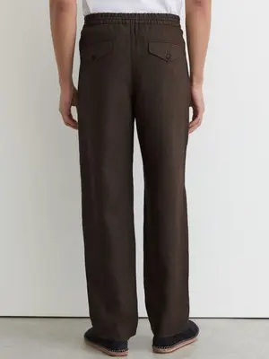 REISS Relaxed-fit Drawstring Linen Trousers - Chocolate Brown