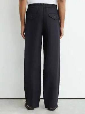 REISS Relaxed-fit Drawstring Linen Trousers - Navy