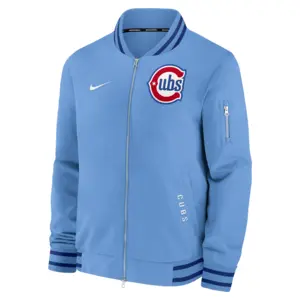 Nike Chicago Cubs Authentic Collection Dugout Mlb Full-zip Bomber Jacket - Blue