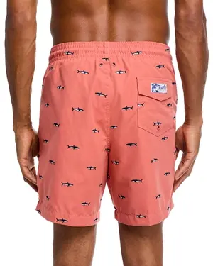 TRUNKS SURF & SWIM CO. Sano Sharks 6.5" Swim Trunks - Peach