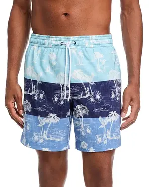 TRUNKS SURF & SWIM CO. Sano Chambray Island 6.5" Swim Trunks - Marine