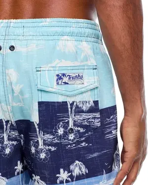 TRUNKS SURF & SWIM CO. Sano Chambray Island 6.5" Swim Trunks - Marine