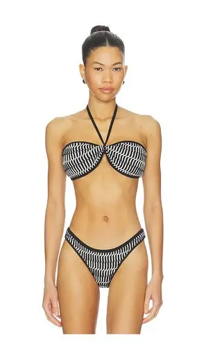 Devon Windsor Finn Halterneck Bikini Top With Tasseled Tie Back - Ash