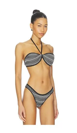 Devon Windsor Finn Halterneck Bikini Top With Tasseled Tie Back - Ash