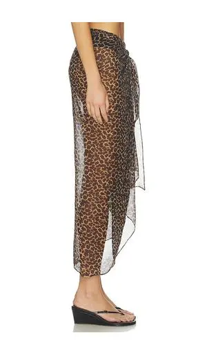 AWAY THAT DAY Santorini Sarong In Brown - Leopard Print