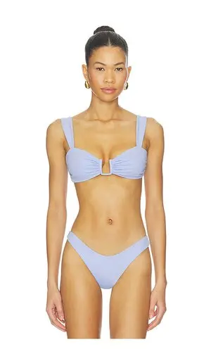 AWAY THAT DAY Ruched U-wire Bikini Top - Blue Mist