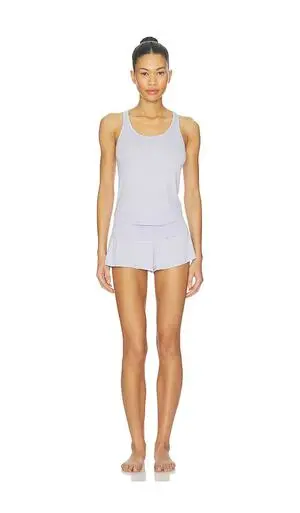 Lunya Soft Modal Rib Curved Hem Tank Top - Quiet Lilac