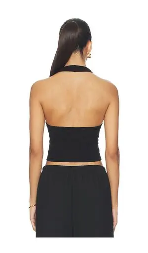 Enza Costa Silk Rib U Halter Top - Black