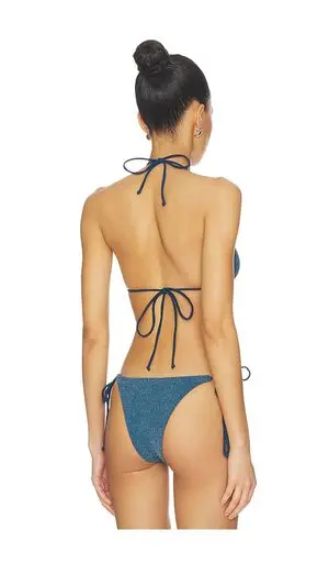 Bond Eye Beaded Ingrid Triangle Bikini Top - Ink