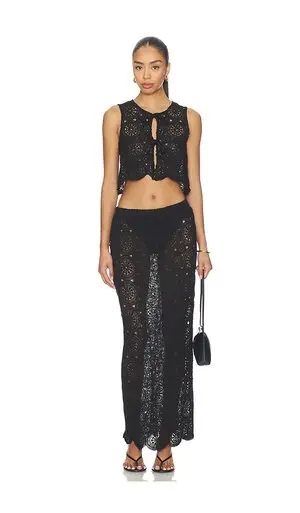 4TH & RECKLESS Laurenne Crochet Tie Top - Black