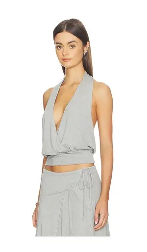With Jéan Sharni Cropped Knit Top - Grey