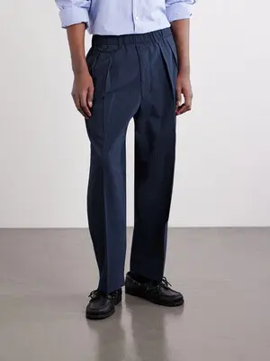 BEAMS Straight-leg Pleated Seersucker Suit Trousers