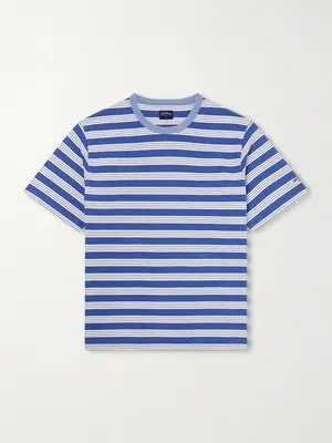 NOAH Striped Cotton-jersey T-shirt - Blue