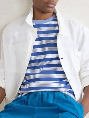 NOAH Striped Cotton-jersey T-shirt - Blue