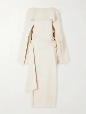 Khaite Yon Scarf-detailed Draped Midi Dress - Neutrals