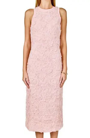 Endless Rose Floral Appliqué Sleeveless Midi Dress