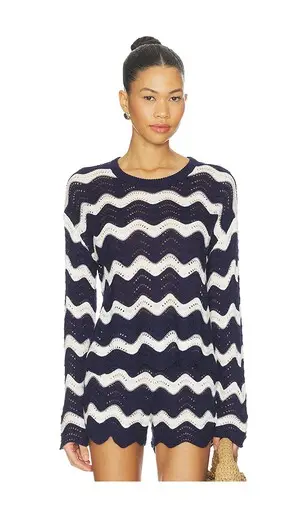 Beach Riot Long Sleeve Pullover Sweater - Navy