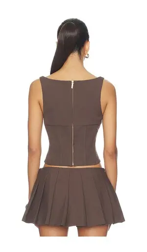 Cult Gaia Olive Corset Top - Chocolate