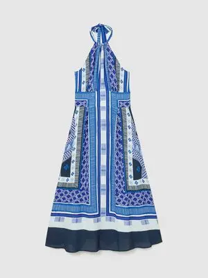 REISS Joselyn Scarf-print Halterneck Midi Dress