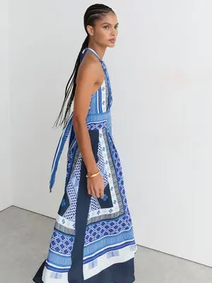 REISS Joselyn Scarf-print Halterneck Midi Dress