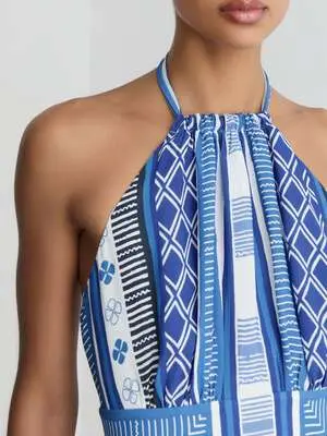 REISS Joselyn Scarf-print Halterneck Midi Dress