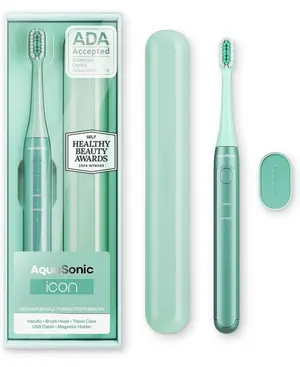 AQUASONIC Icon Rechargeable Electric Toothbrush - Green