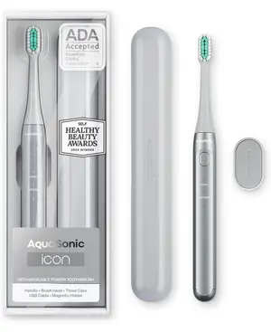 AQUASONIC Icon Rechargeable Electric Toothbrush - Silver