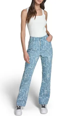 Karl Lagerfeld Paris Floral Jacquard Straight Leg Jeans