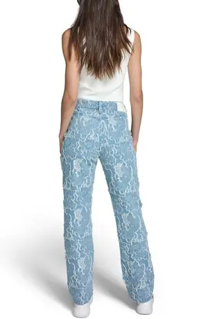 Karl Lagerfeld Paris Floral Jacquard Straight Leg Jeans