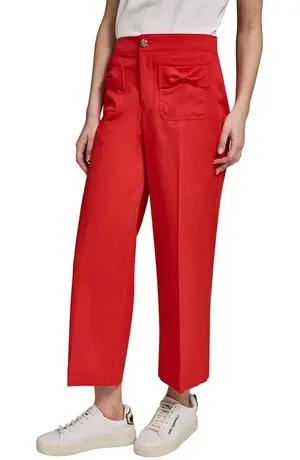 Karl Lagerfeld Paris Bow Pocket Crop Pants - Apple Red