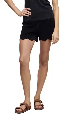 Barefoot Dreams Cozychic Ultra Lite Drawstring Scallop Lounge Shorts - Black