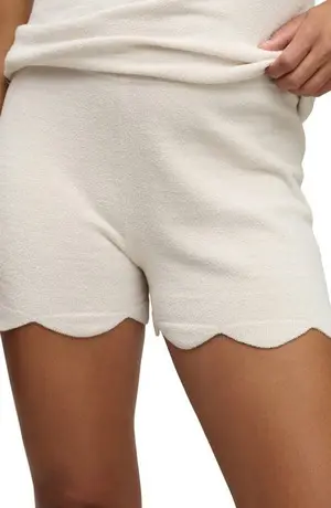 Barefoot Dreams Cozychic Ultra Lite Drawstring Scallop Lounge Shorts - Sand Dune