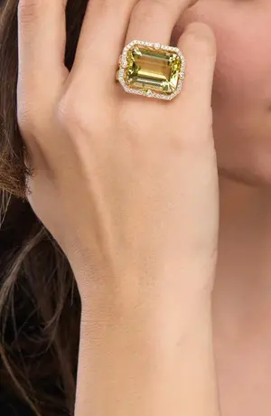 Bony Levy 18k Gold, Lemon Quartz, And Diamond Ring