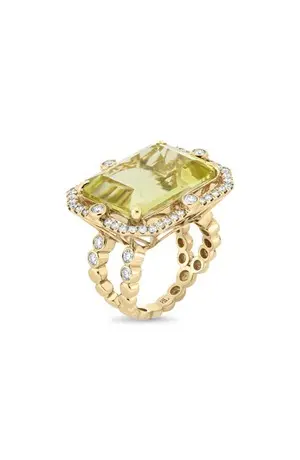 Bony Levy 18k Gold, Lemon Quartz, And Diamond Ring