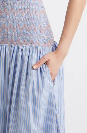 Line & Dot Eleni Smocked Strapless Maxi Dress