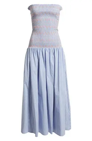 Line & Dot Eleni Smocked Strapless Maxi Dress