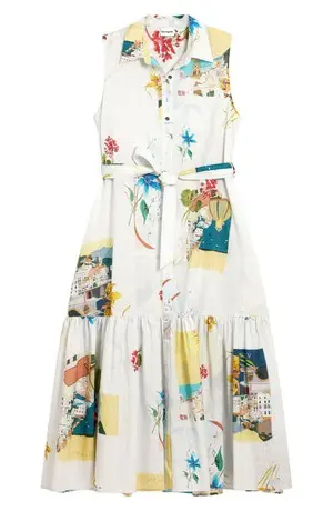 Desigual Postcard Print Sleeveless Shirtdress