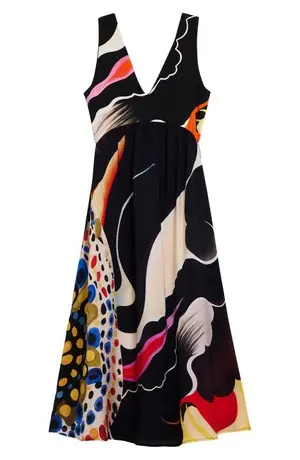 Desigual Abstract Print A-line Midi Dress