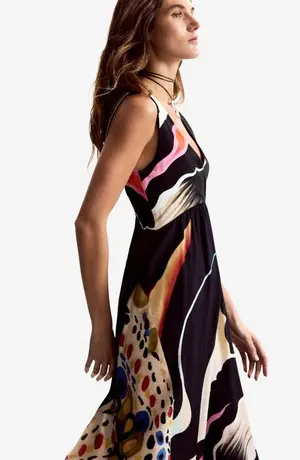 Desigual Abstract Print A-line Midi Dress