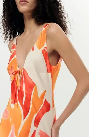 Desigual Abstract Floral Print Satin Minidress