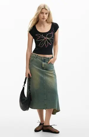 Desigual Floral Graphic T-shirt - Black