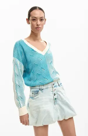 Desigual Bubble Hem Denim Miniskirt