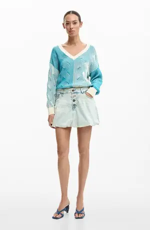 Desigual Bubble Hem Denim Miniskirt