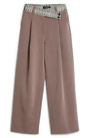 Desigual Mixed Media Pleated Trousers