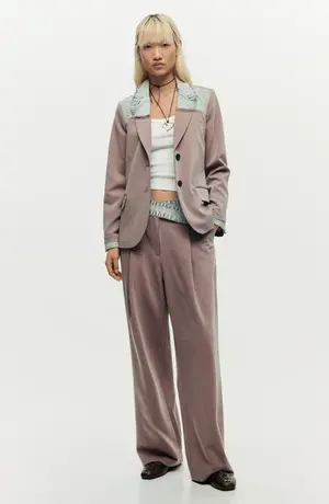 Desigual Mixed Media Pleated Trousers