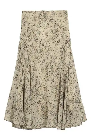 Desigual Abstract Print Midi A-line Skirt - Medium Beige